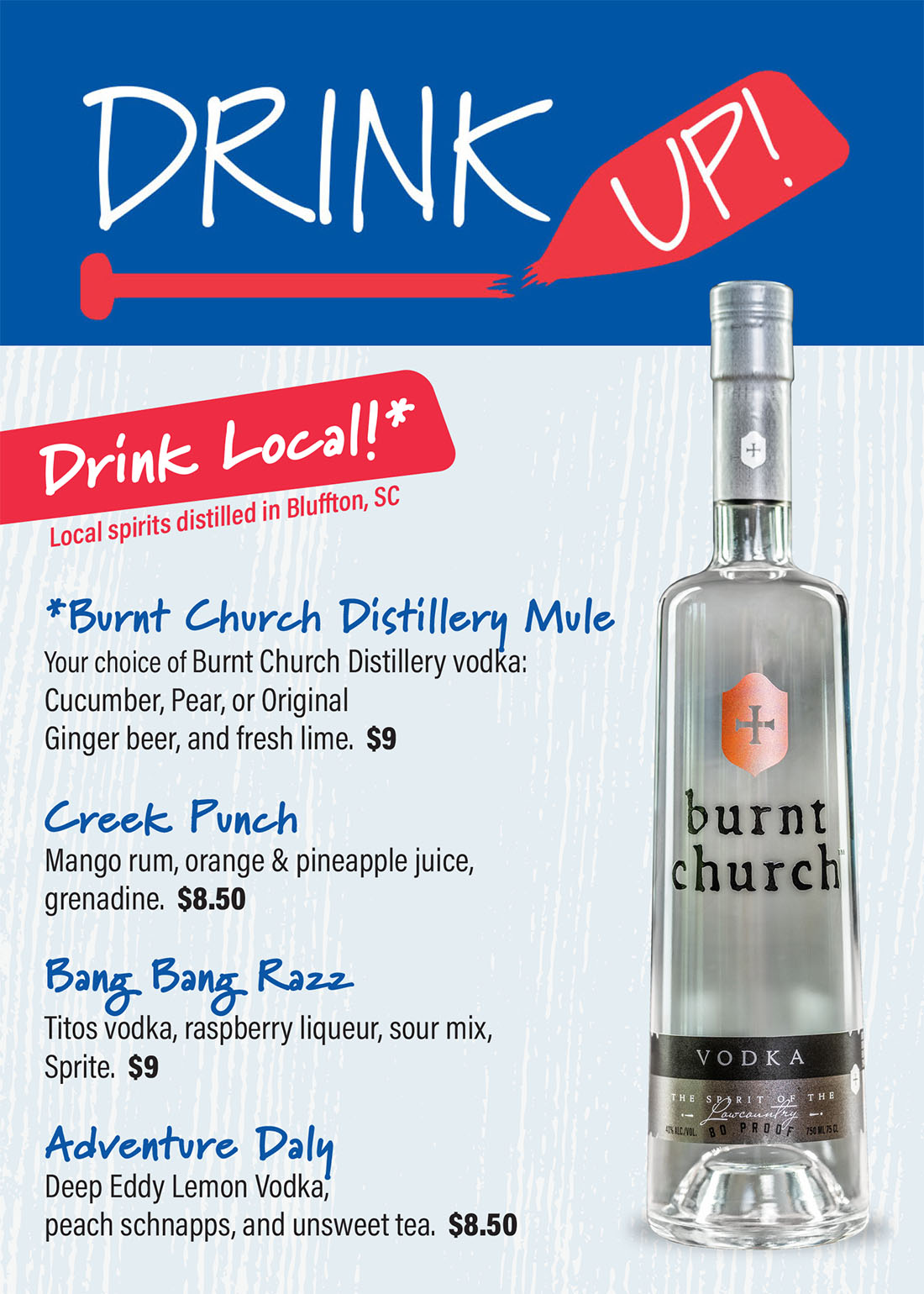 Up the Creek Pub & Grill - Hilton Head Waterfront Dining - Daily Menu